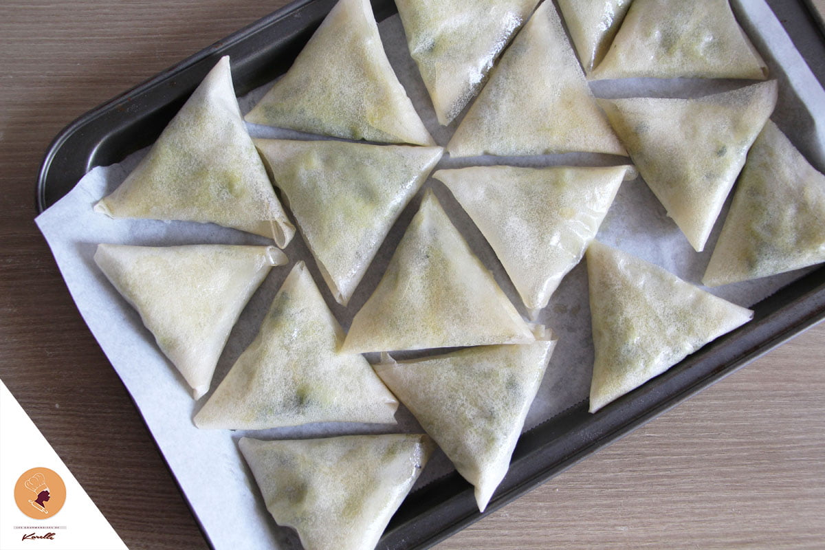 Samoussas aux crevettes et aux épinards